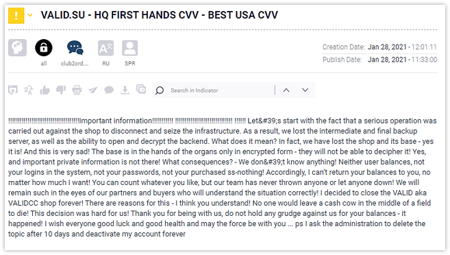 ValidCC Shuttered - Another One Bites the Dust